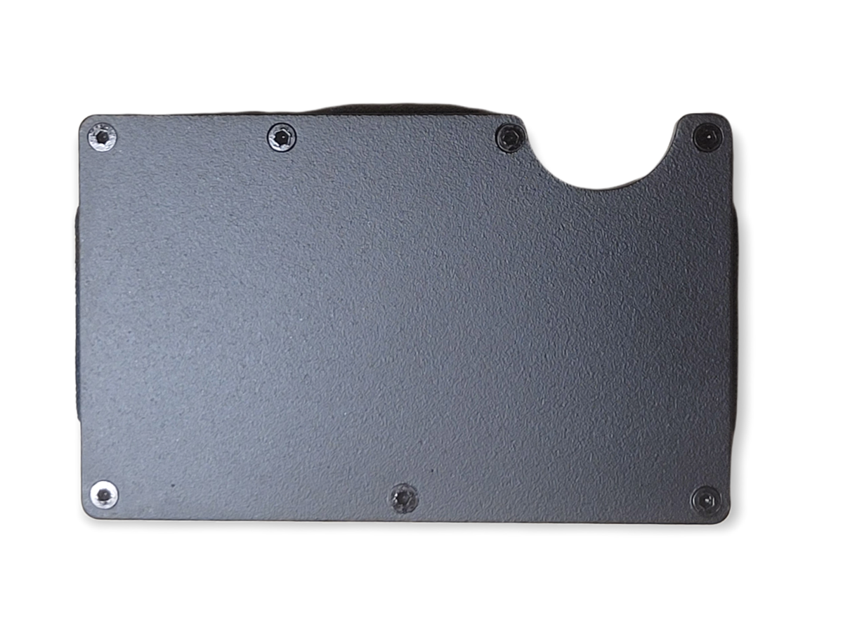 Black Minimalist Aluminum Wallet with strap – Laser Bandit Creations
